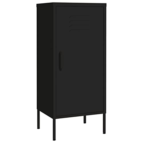 GOLINPEILO Metal Storage Cabinet with Single Doors and 2 Adjustable Shelves, Steel Garage Storage Cabinet File Cabinet Counter Cabinet for Home Office, Garage, Gym, School, 16.7"x13.8"x40" Black