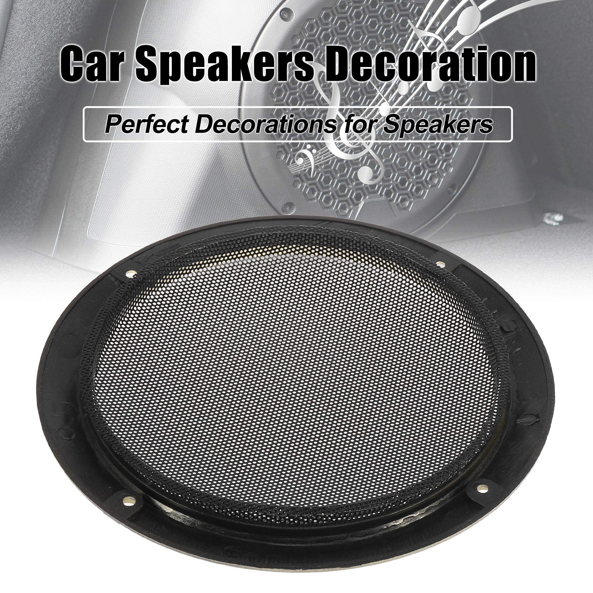 X AUTOHAUX 2pcs 6.5" Gold Tone Car Audio Speaker Cover Mesh Subwoofer Grill Horn Glossy Guard Protector