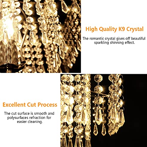 Mlambert Double-Layer Modern Lampshade Crystal Floor Lamp for Bedroom for Livingroom,Elegant Standing Lamp,61.57" Tall Pole Lamp,Suitable for Bedroom,Livingroom,6W LED Bulb Included,Silver