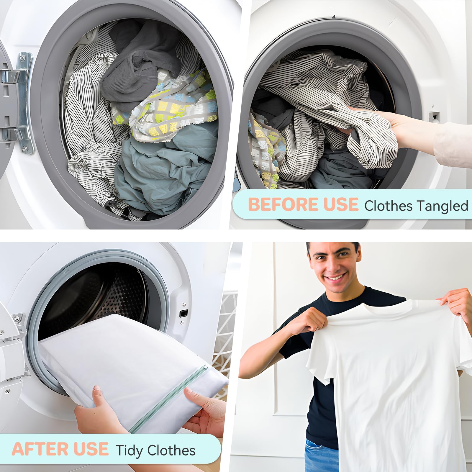 Iorbur Small Laundry Net for Washing Machine, Laundry Net 30 x 40 & 40 x 50 cm, Suitable for Sweaters, Coats, Socks, Shirts, Stuffed Animals, Jeans, etc. - 2 Pieces