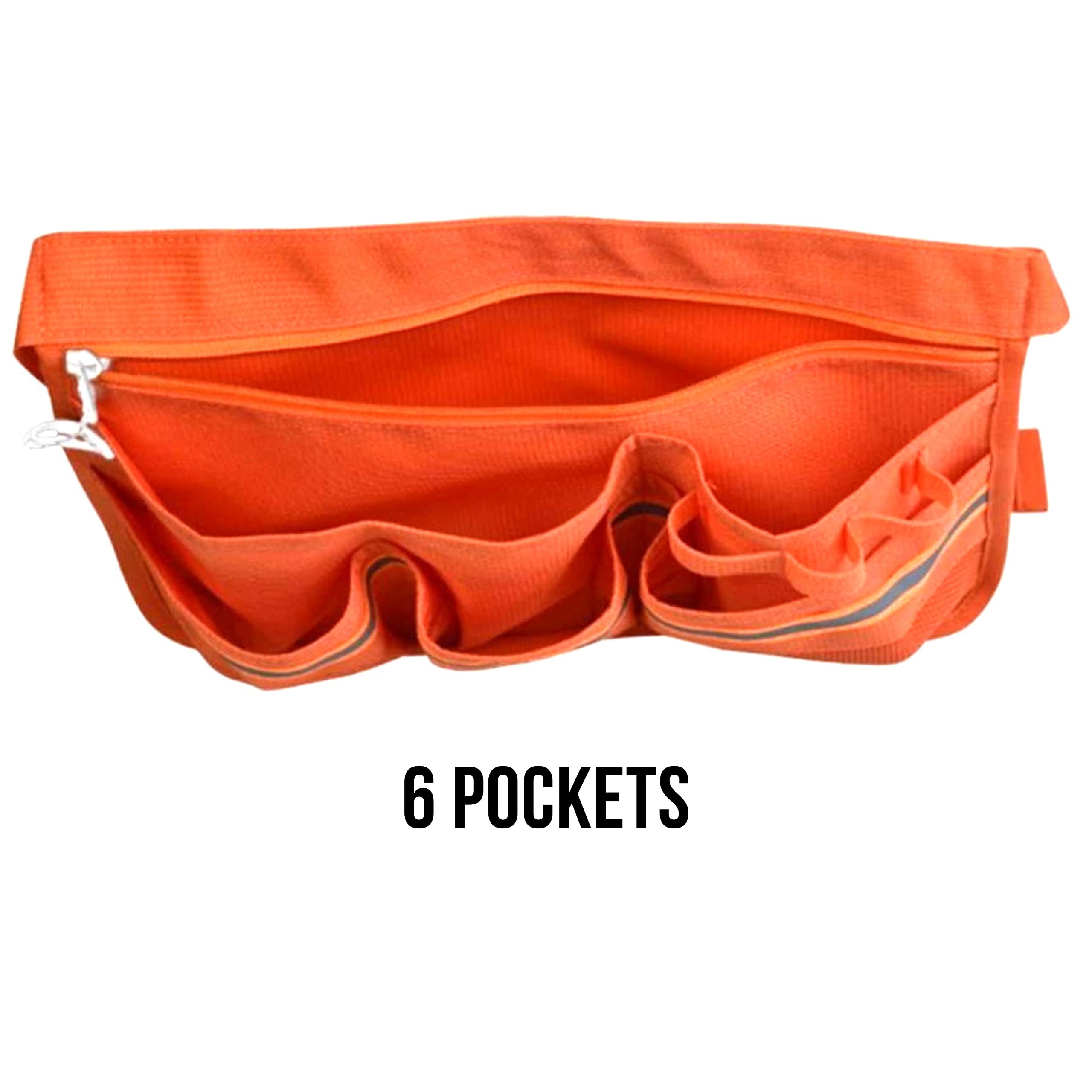 FOREVER 1 Unisex Half Waterproof Serving Apron, 6 pockets for Server Waiter Waitress Teacher Salon Cleaning House Hotel Cleaner Janitor (Orange)