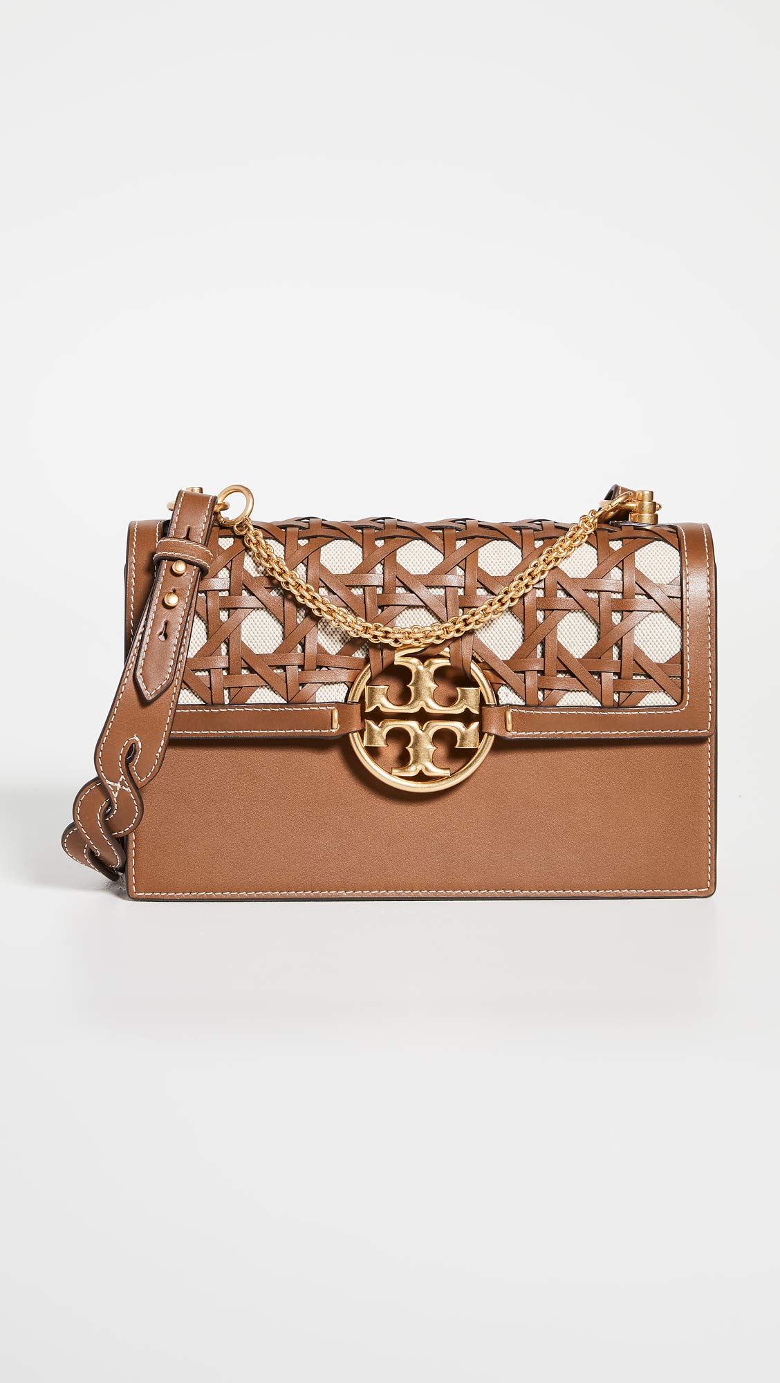 Tory Burch Women's Miller Basketweave Shoulder Bag, Moose, Grey, One Size