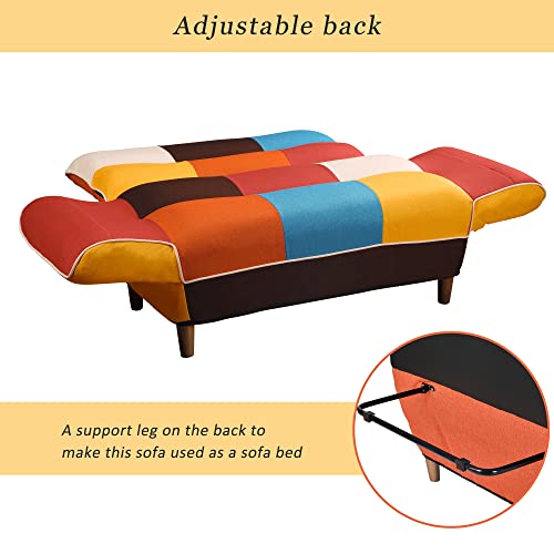 LUMISOL Modern Loveseat Sleeper Sofa Couch, Convertible Futon Sofa Couch with Adjustable Armrest and Backrest for Living Room, Apartment