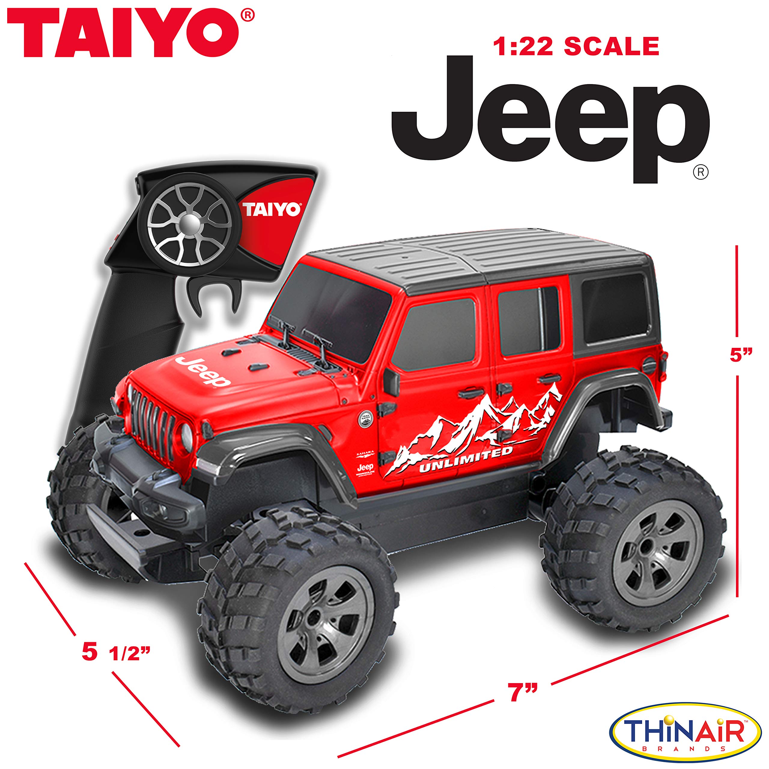 Thin Air Brands RC Truck, 1:22 Scale Remote Control Car with Handset Controller for Off-Road, High Speed, Fast Hobby Action for Kids and Adults, 2.4Ghz, Red, Ages 6+