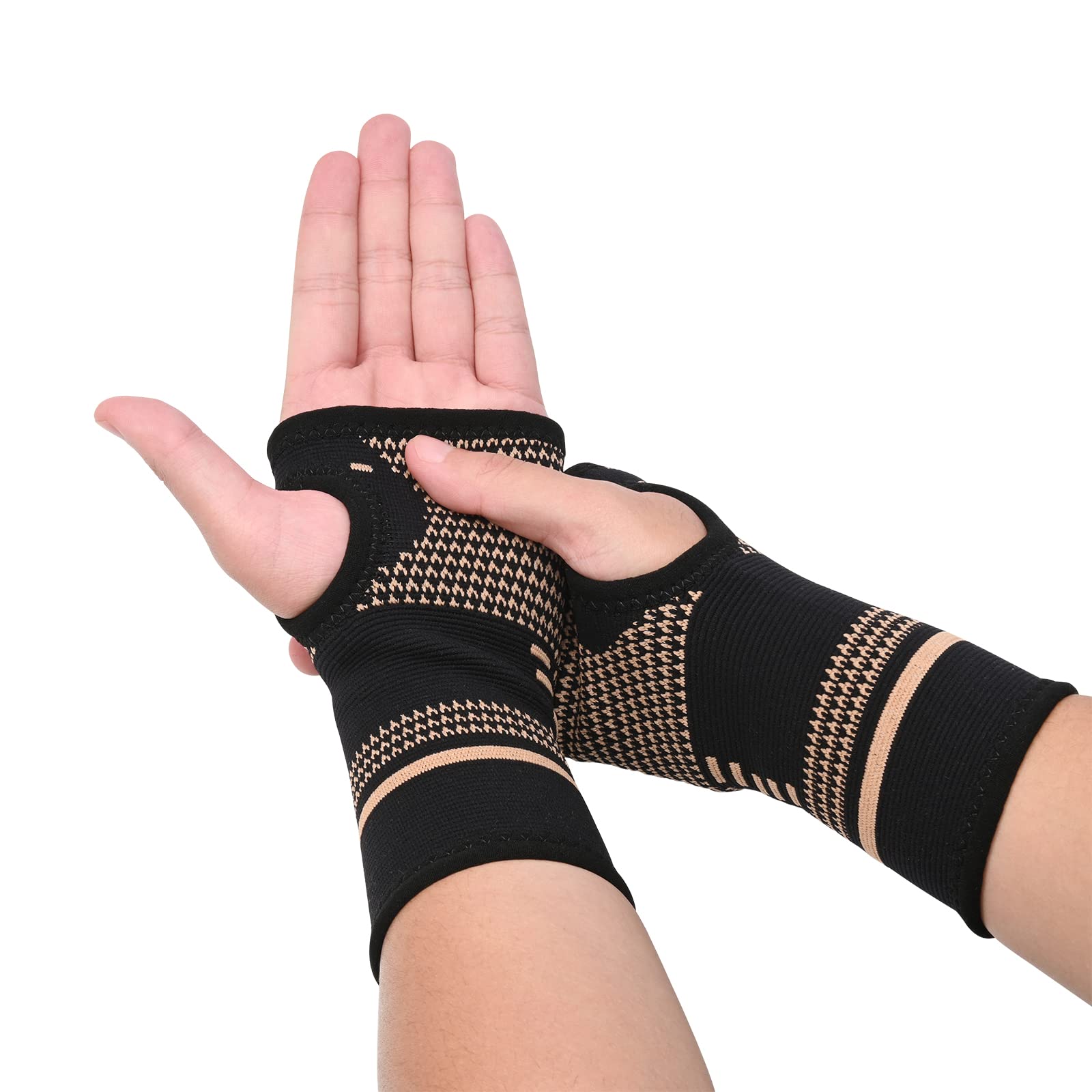 Copper Wrist Compression Sleeves, Comfortable and Breathable for Arthritis, Workout, Carpal Tunnel, Wrist Support for Women and Men