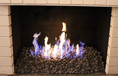 Exotic Fire Glass | Tumbled Black and Gray Lava Pebbles | 25 Pound Bag | 3/4-1 1/4 Inch Pebble Size | Perfect for Any Natural Gas or Propane Outdoor Fire Pit (Black/Gray)