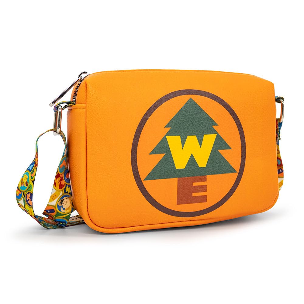 Disney Bag, Cross Body, Rectangle, Up Wilderness Explorers WE Badge, Orange, Vegan Leather