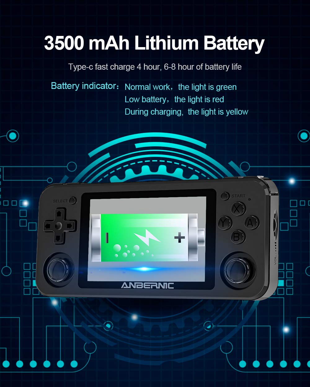 Voacle RG351P Handheld Game Console, Retro Game Console Open Linux Tony System RK3326 Chip 64G TF Card 2500 Classic Games 3.5 Inch IPS Screen (Black)