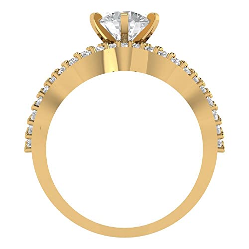 Clara Pucci 1.55ct Round Cut Halo Solitaire Created White Sapphire Engagement Promise Bridal Ring Band set 14k Yellow Gold 3.5