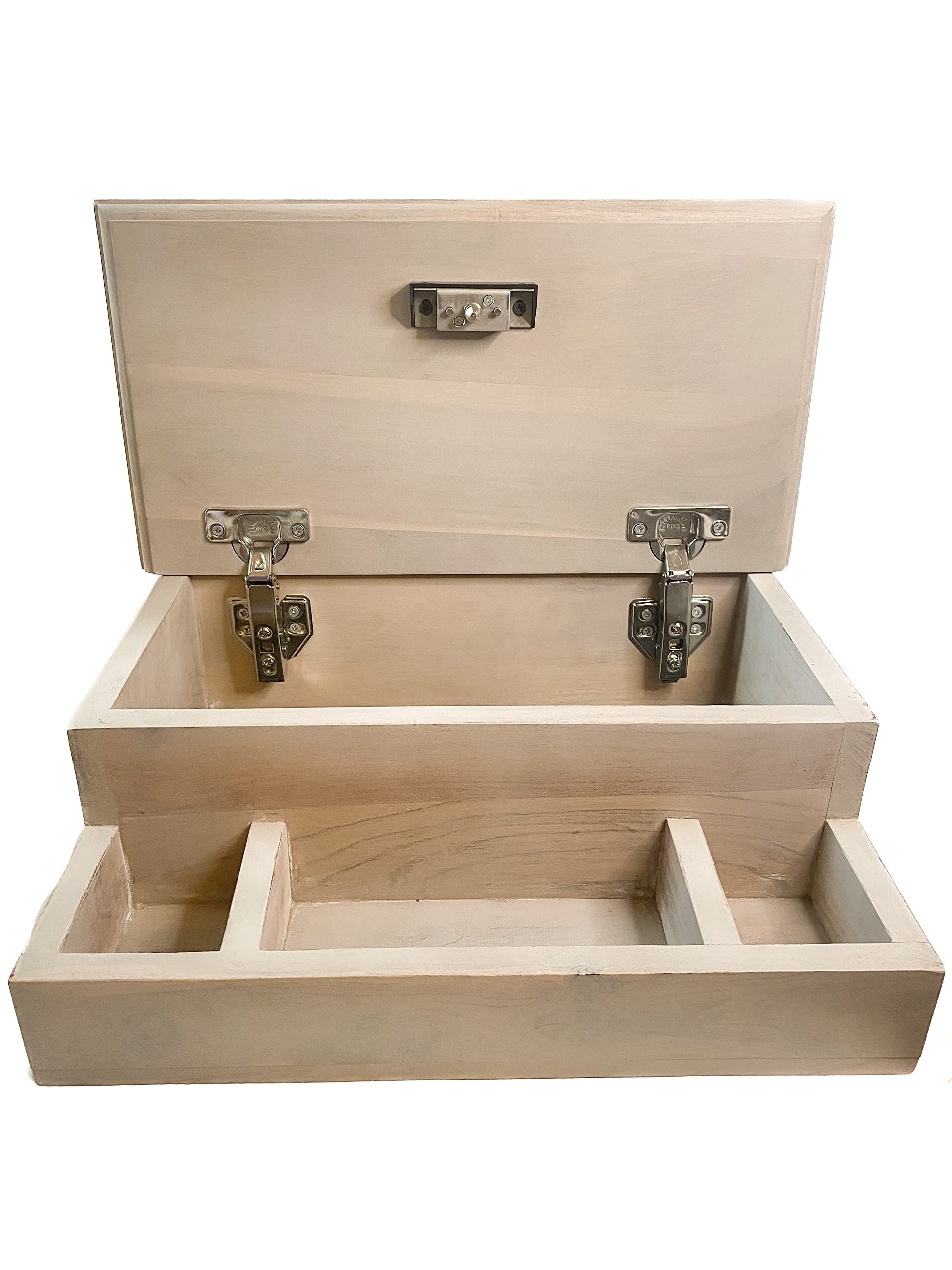 Concealed Catch-All β Concealment Valet Tray Organizer β Jewelry and Watch RFID Lock Box β EDC Tray (Whitewashed Wood)