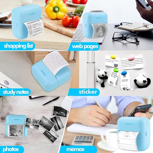 HUIJUTCHEN Mini Thermal Portable Printer for iOS&Android with Hard Protection Storage Case,Bluetooth Inkless Pocket Printer with 11 Rolls of Thermal Paper&Sticker to Print Photo Receipt DIY