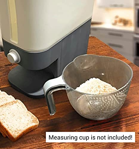 Rice Dispenser Set, Dry Food Dispenser with Rice Storage Sponge Cleaner, Rice Container Storage 25lbs, Rice Dispenser 25 Pounds for Rice Holder In Grey (Cup Not Included)