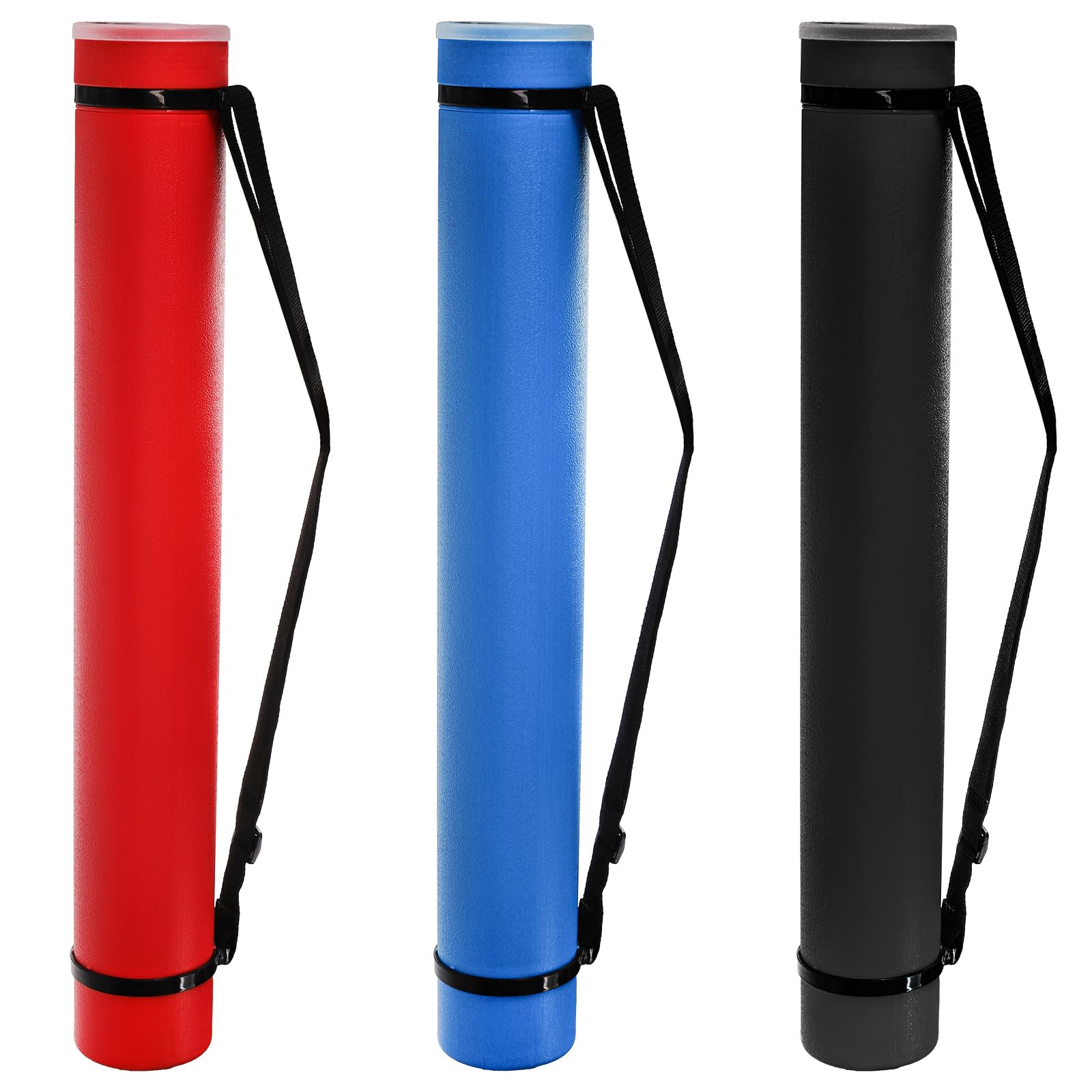 Eorbow 3 Packs Extendable Poster Tube, 25" to 42.5" Waterproof Blueprint Holder with Strap, Portable Telescoping Carrying Case with Lid for Maps, Art and Drawings, Round Storage Container for Document