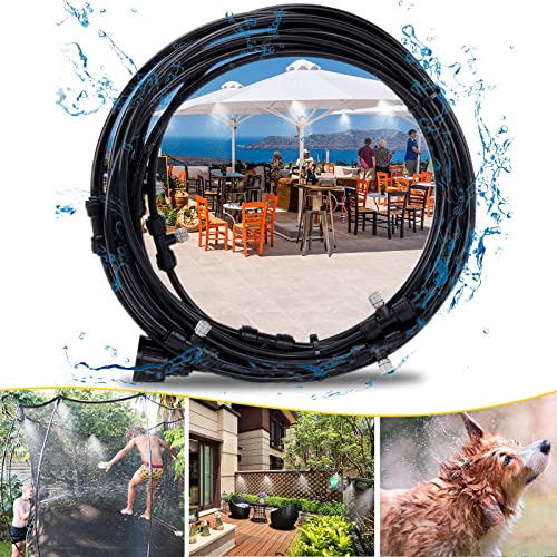 Fogland Outdoor Misting System: Portable Misting System 32.8FT Misting Cooling System with 10pcs 0.016" Orifice Thread Stainless Steel Misting Nozzle for Patio Fan Umbrella