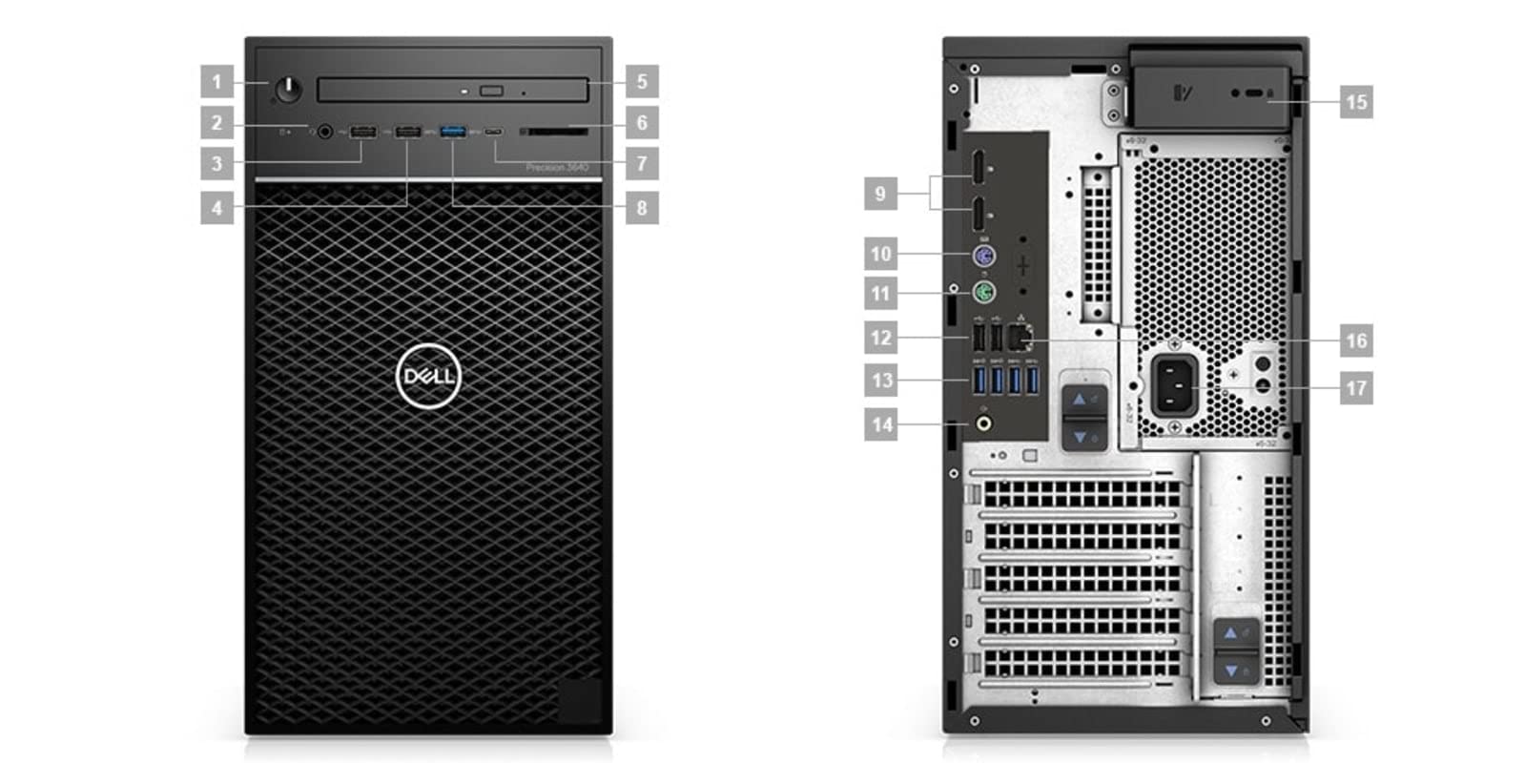 Dell Precision T3640 Workstation Desktop (2018) | Core i3-256GB SSD - 16GB RAM - RTX 2070 | 4 Cores @ 4.3 GHz - 8GB GDDR6 No OS (Renewed)
