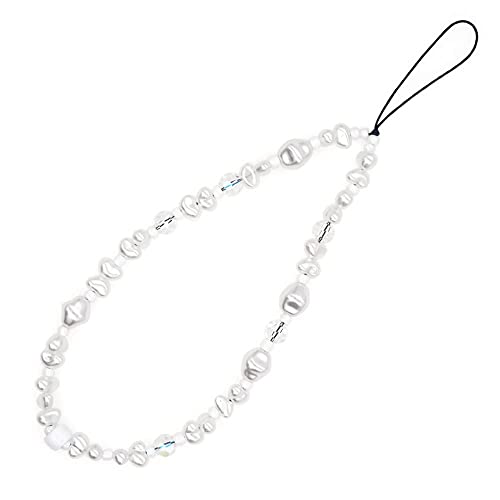 ISYSUII Beaded Phone Lanyard Wrist Strap Cute Kawaii Rainbow Color Pearl Handmade Bracelet Keychain Anti-Lost Phone Charm String Phone Accessories for Women Girls