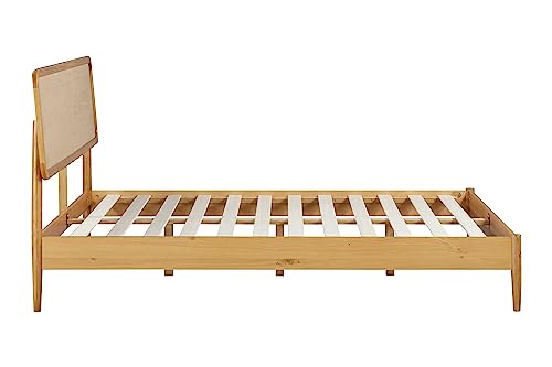 NTC Lupin Wooden Bed Frame with Headboard, Solid Oak Foundation with Silent Slats and Wood Central Supports, 800 Lb Capacity, Effortless Assembly, King - Rustic Oak