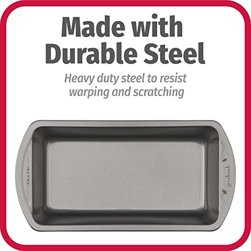 GoodCook Set of 2 Medium 8" x 4" Nonstick Steel Bread Loaf Pans, Gray (4244)