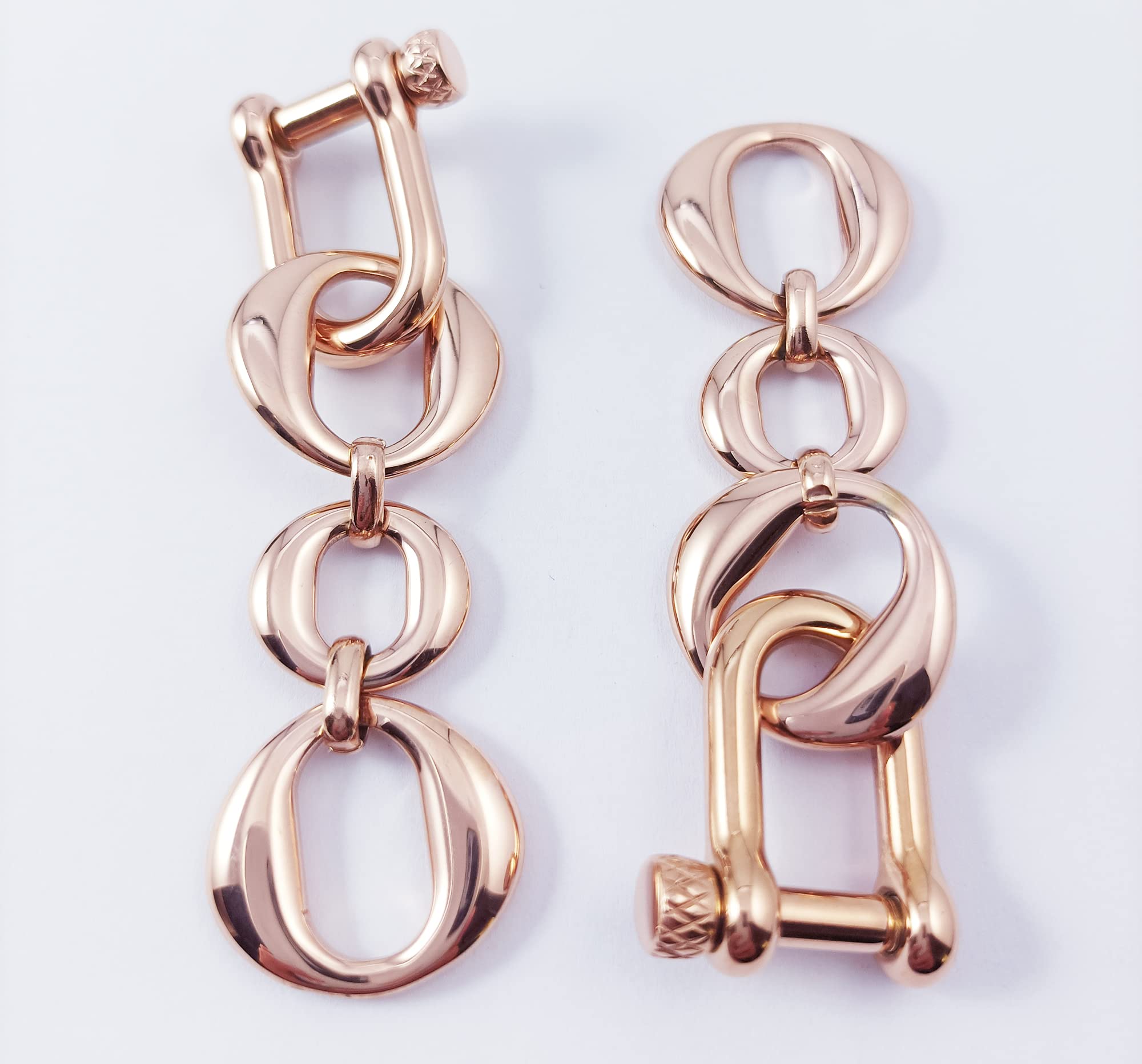 DewGem Hoops Dangling Plugs Link Dangle Ear Gauges for Ear Tunnels Stainless Steel Dangling Plugs and Tunnels Ear Stretching Kits Dangle Gauges Ear Plugs for Women Size 6G(Silver & Link)