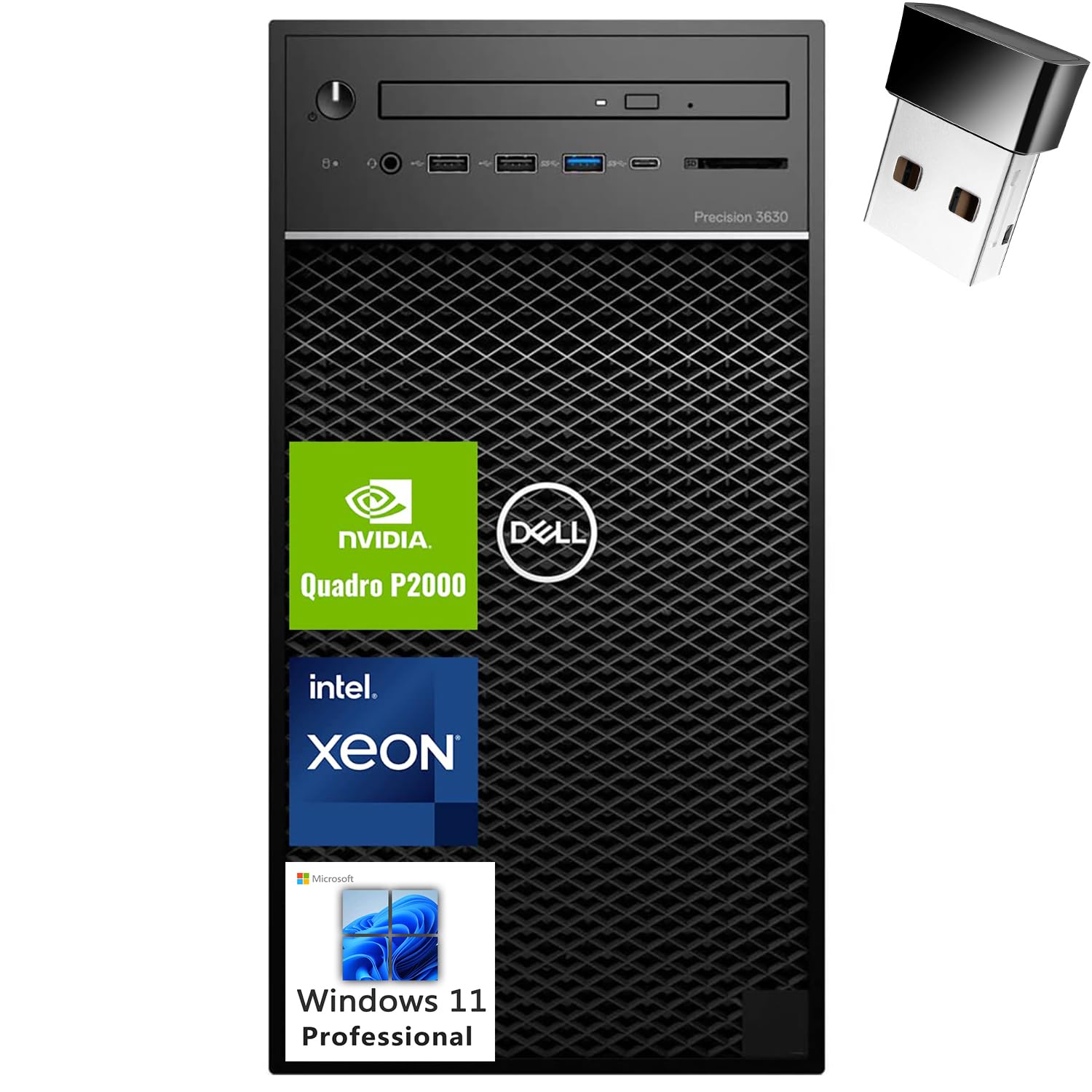 Dell Precision 3630 Full Size Tower Workstation Business Desktop Computer, Intel Core Xeon E-2124G (Beat Intel i7), Quadro P2000 5GB, 32GB DDR4 RAM, 1TB PCIe SSD, DVDRW, WiFi Adapter, Windows 11 Pro