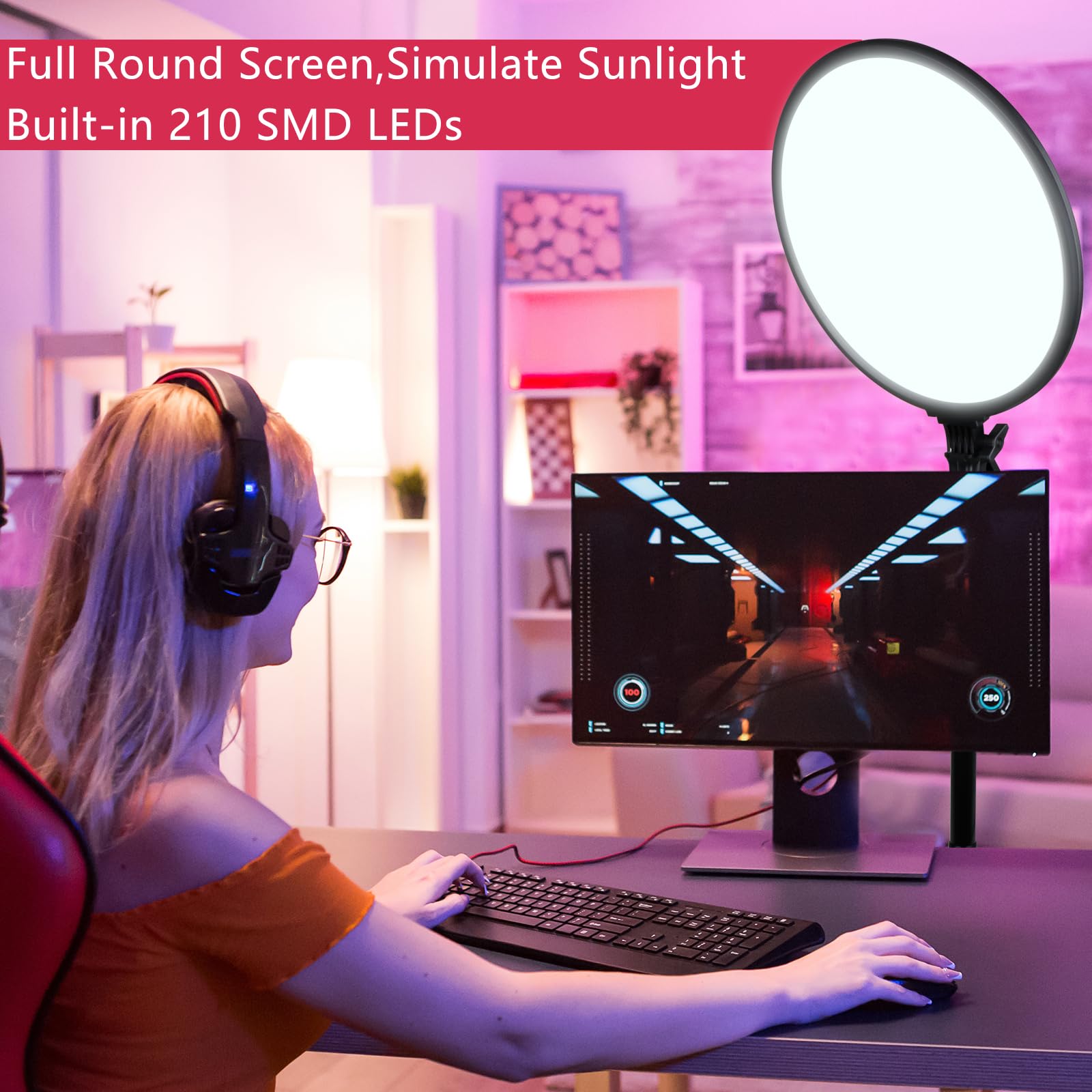 EOTO Light LED Ring Light - 14 inch 5000 lumens Studio Light with Tripod Stand for Tiktok, Vlog, Video Shooting, Video Conferencing, Streaming Light with LED Display and Remote Control (Gray)