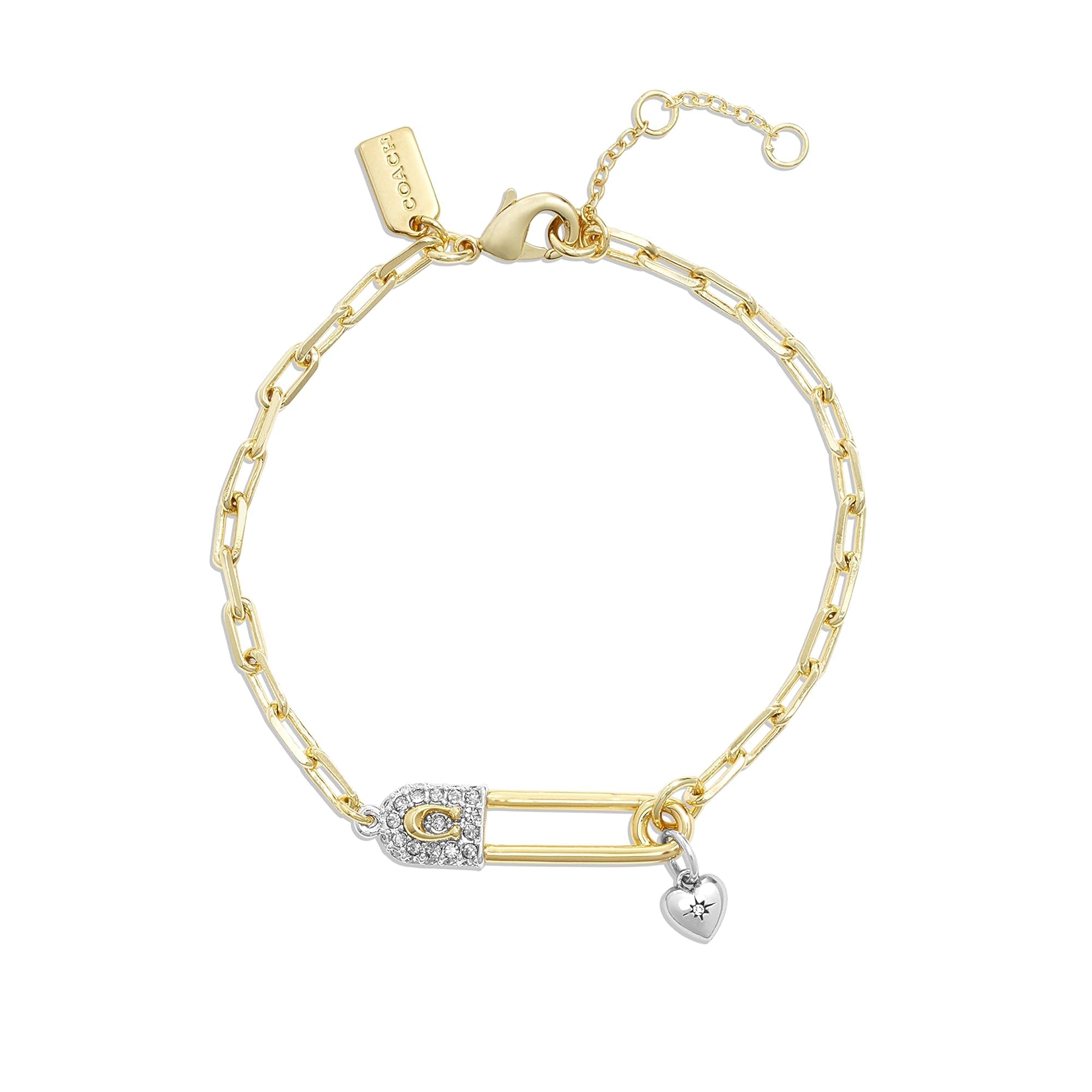COACH Women's Signature Pin Link Bracelet Crystal/Two-Tone One Size