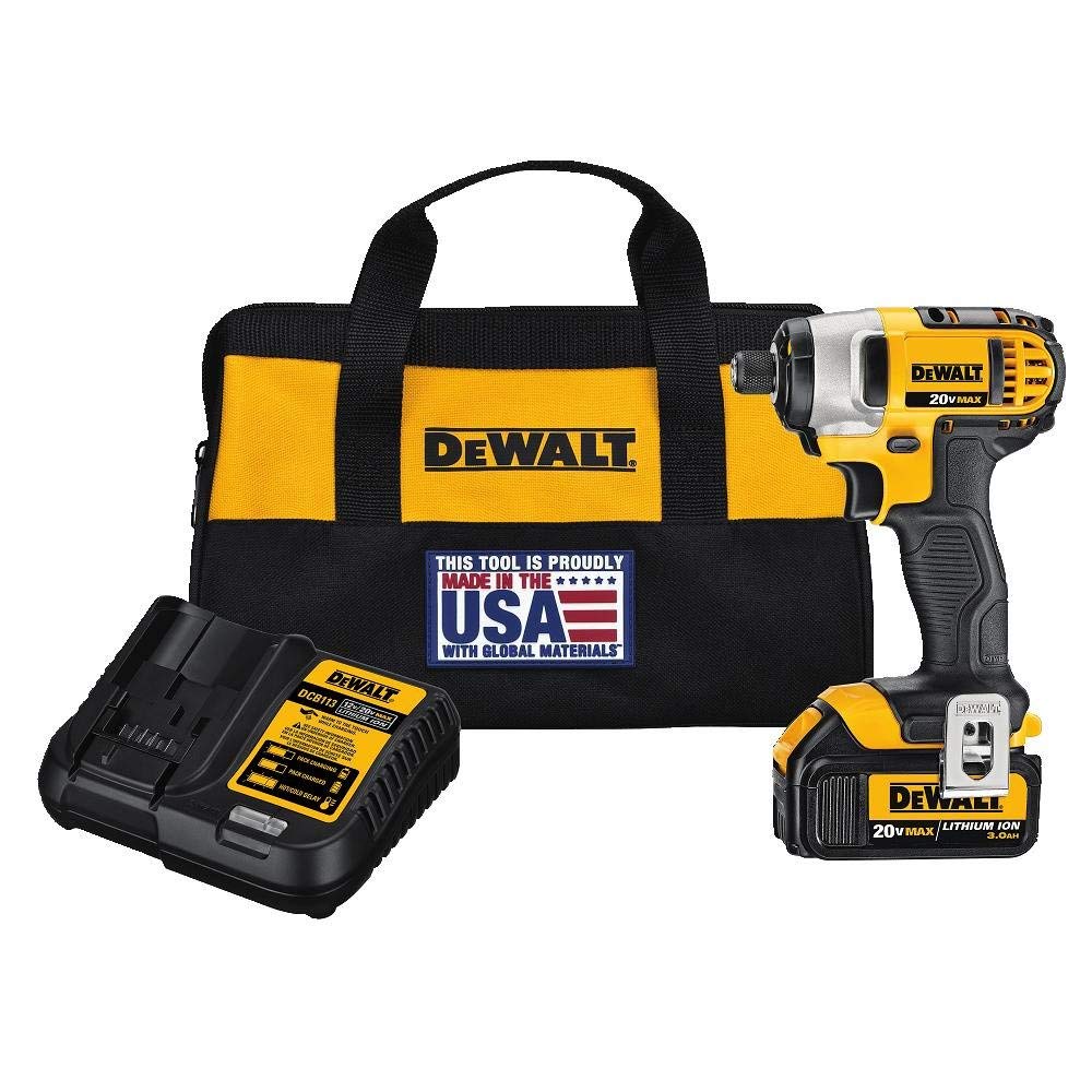 DEWALT 20V MAX Impact Driver Kit, 1 Battery with Socket Adapter Set, 10-Piece, 3/8" & 1/2" Drive, Metric (DCF885L1 & DWMT74741)