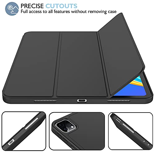 iMieet New iPad Pro 12.9 Case 2022(6th Gen)/2021(5th Gen) with Pencil Holder [Support iPad 2nd Pencil Charging/Pair],Trifold Stand Smart Case with Soft TPU Back,Auto Wake/Sleep(Black)