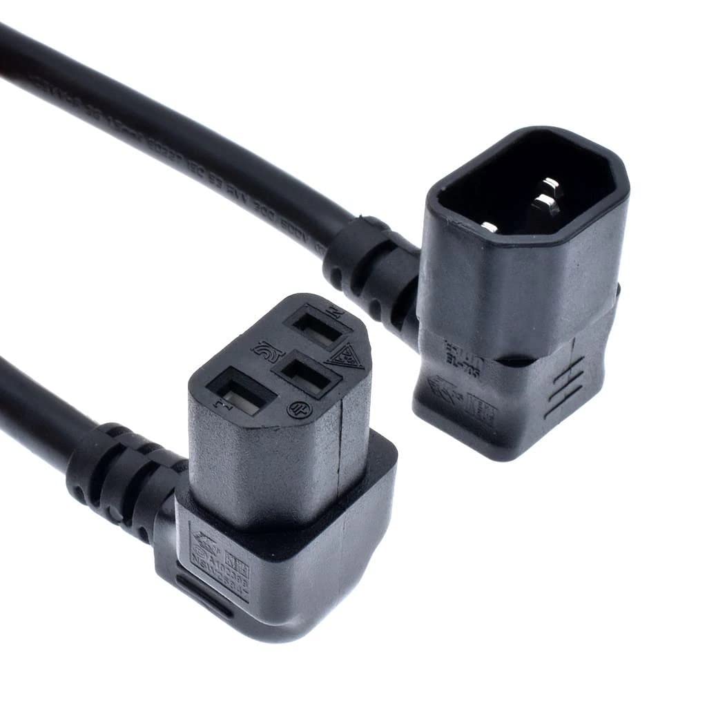 Toptekits 5ft/150cm C14 to C13 PDU Power Supply Extension Cord,90-Degree Down Angle IEC 320 C14 to 90-Degree Down Angle IEC 320 C13 Power Plug Converter Adapter Cable Cord (5ft/1.5m)