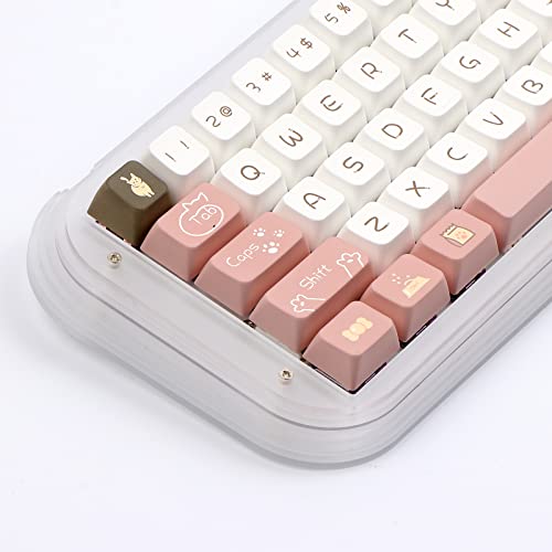EPOMAKER Gaming Keyboard and Coiled Cable Combo,MIACat 64 Hot Swappable Wired VIA Programmable Keyboard, Puff Aviator Coiled USB Cable for Mac/Win/Gamers(Flamingo Switch)