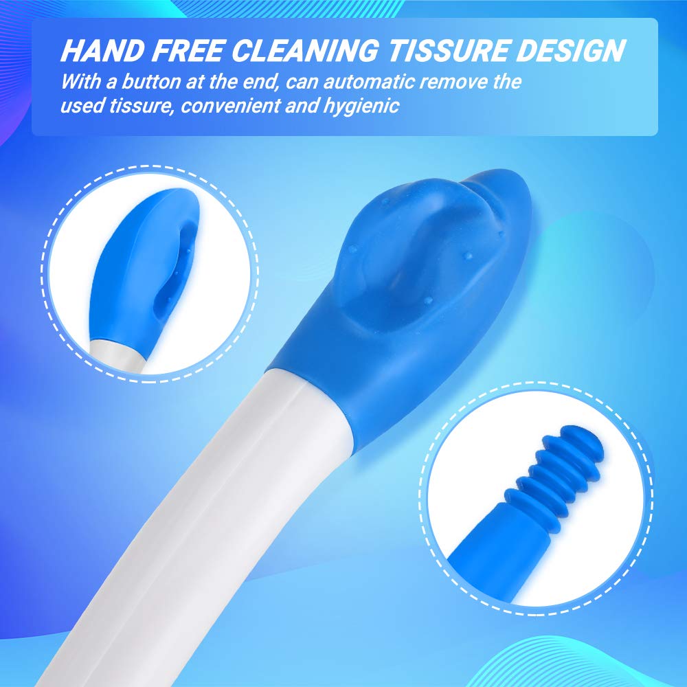 Foldable Toilet Aids for Wiping, Jhua 15.7" Long Reach Comfort Wipe Bottom Grips with Hook, Toilet Paper Aids Tools Tissue Grip Self Wipe Assist Holder, Blue