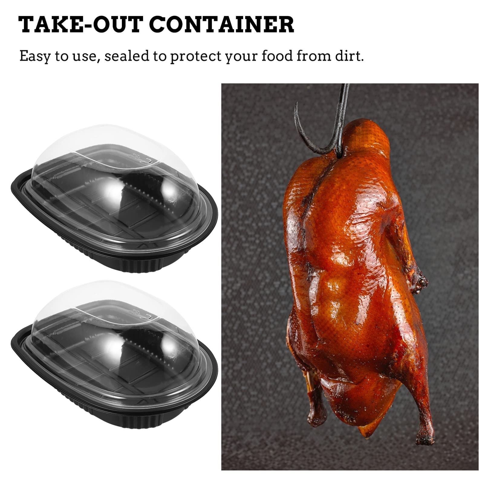 DOITOOL 10Pcs Rotisserie Chicken Roaster Container with Covers Plastic Disposable Take Out Containers Carrier with Clear High Dome Lid Without Handle
