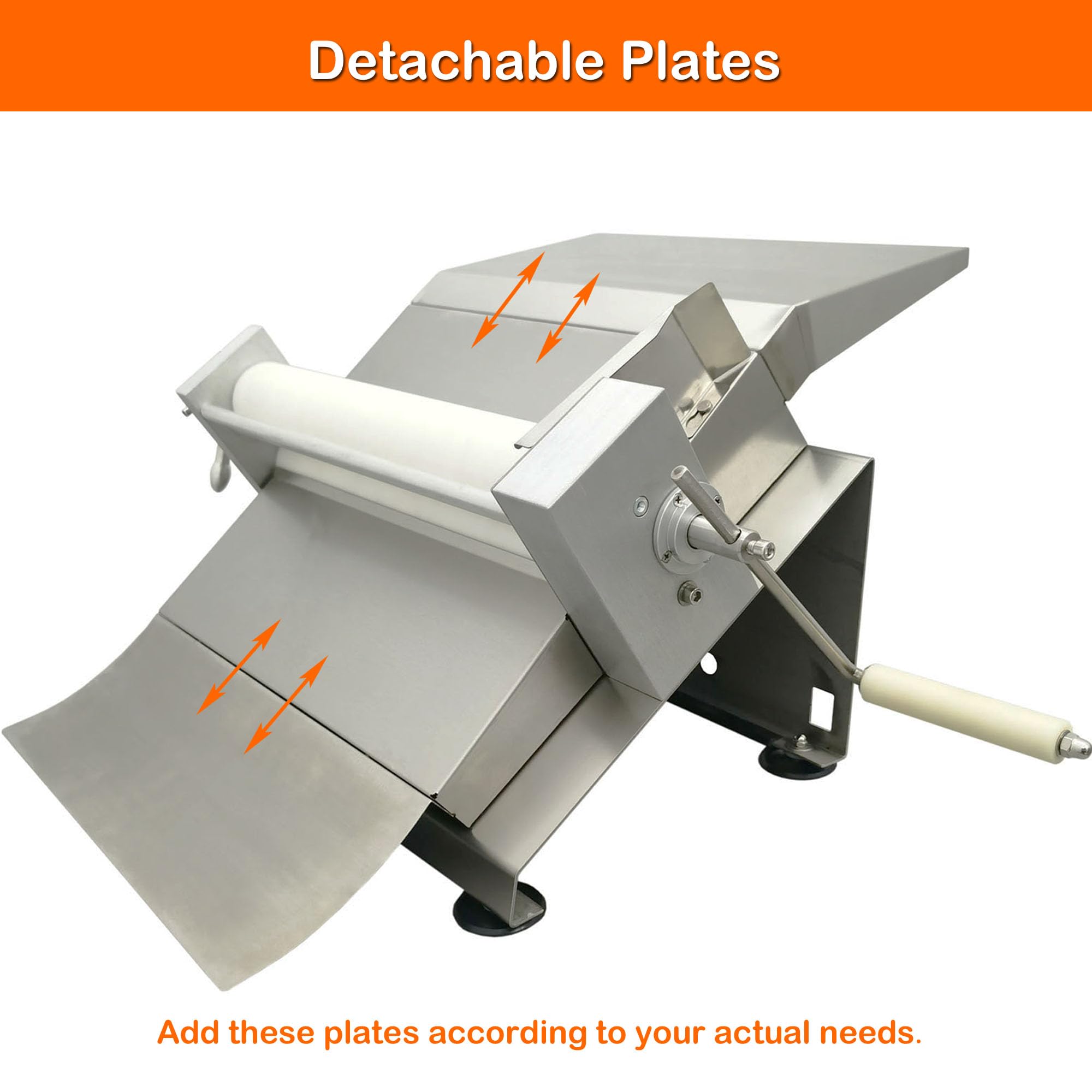 INTSUPERMAI Manual Dough Sheeter 16.5" Pastry Dough Roller Machine Stainless Steel Dough Press Sheeter Fondant Sheeter for Fondant, Croissants, Pizza and Puff Pastry