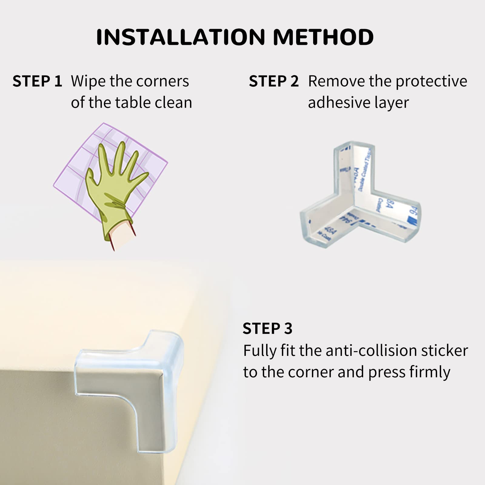 Corner Protector, 8 pc Clear Corner Guards, Safety Silicone Corner Protectors, Safety Bumpers to Cover Sharp Furniture & Table Edges, Transparent, Invisible