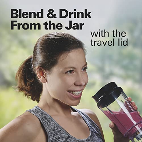 Hamilton Beach Power Elite Blender with 40oz Glass Jar and 3-Cup Vegetable Chopper, 12 Functions & Personal Blender for Shakes and Smoothies with 14 Oz Travel Cup and Lid, Black (51101AV)