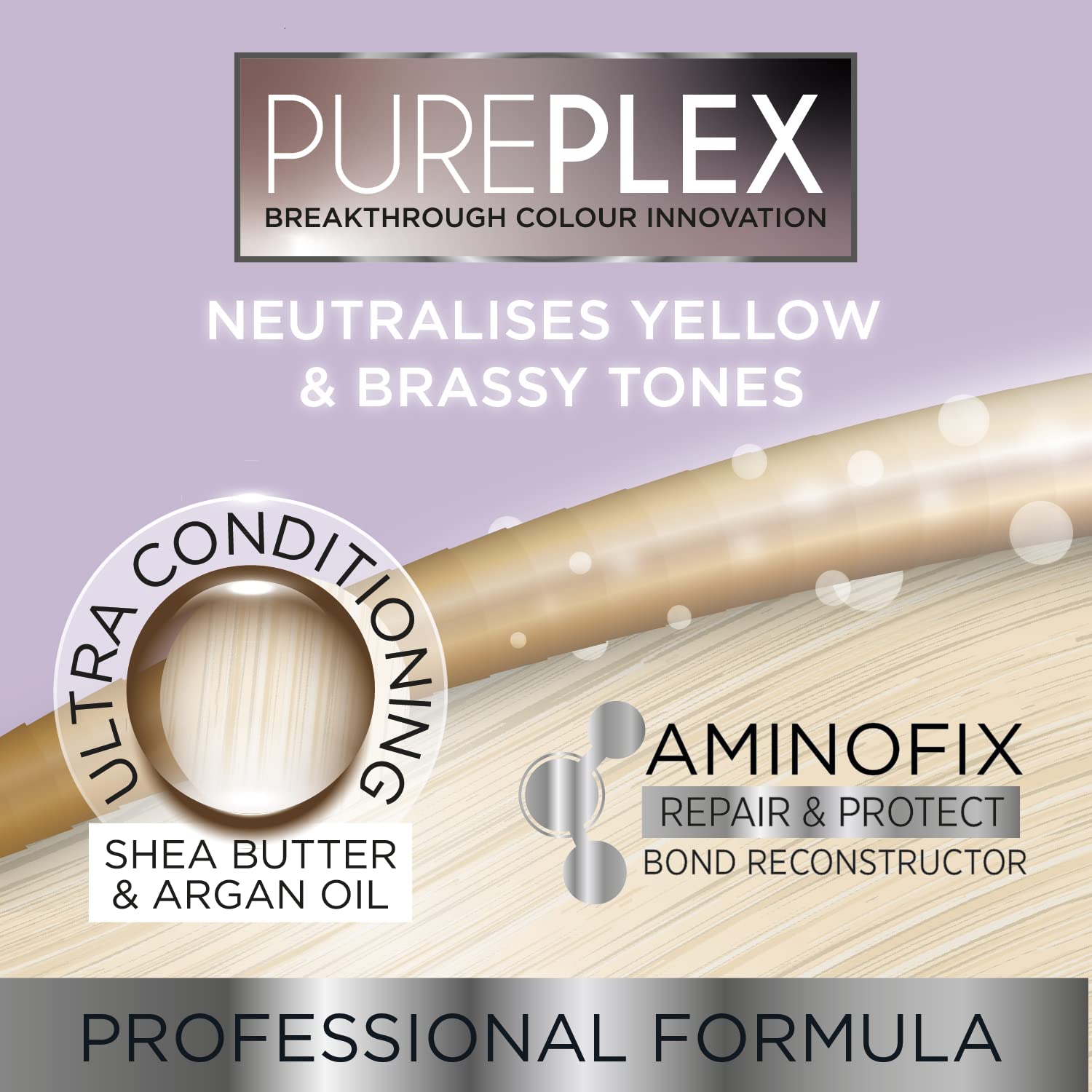 PurePlex Bond Reconstructing Blonde Conditioner. Neutralizes Brassy & Yellow Tones in All Blonde, Lightened and Grey Hair Whilst Repairing and Leaving Hair a Clean, Crisp White Blonde.