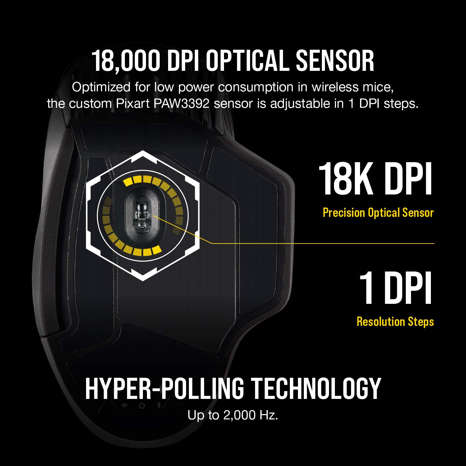 Corsair Dark Core RGB Pro SE, Wireless FPS/MOBA Gaming Mouse with Slipstream Technology, Black, Backlit RGB LED, 18000 DPI, Optical, Qi Wireless Charging Certified (Renewed)
