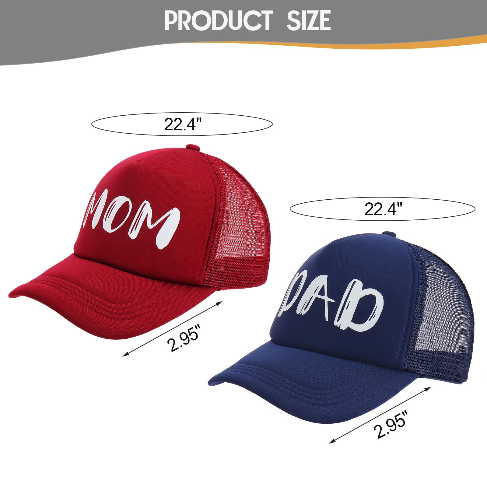 Forwe 2Pcs Dad and Mom Hats Fathers Day Mom Dad Gifts Trucker Hats Adjustable Mesh Baseball Cap(US, Alpha, One Size, DAD+Dad's Dude)