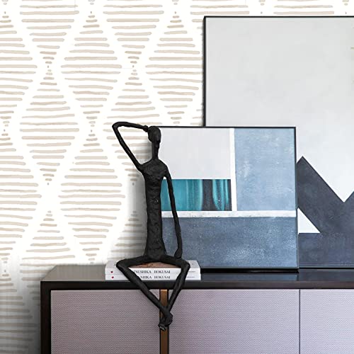 Modern Stripe Peel and Stick Wallpaper Beige and White Contact Paper 17.7β x 78.7β Geometric Wallpaper Self Adhesive Wallpaper Removable Decorative Wallpaper for Bedroom Drawers Cabinets Decor Vinyl