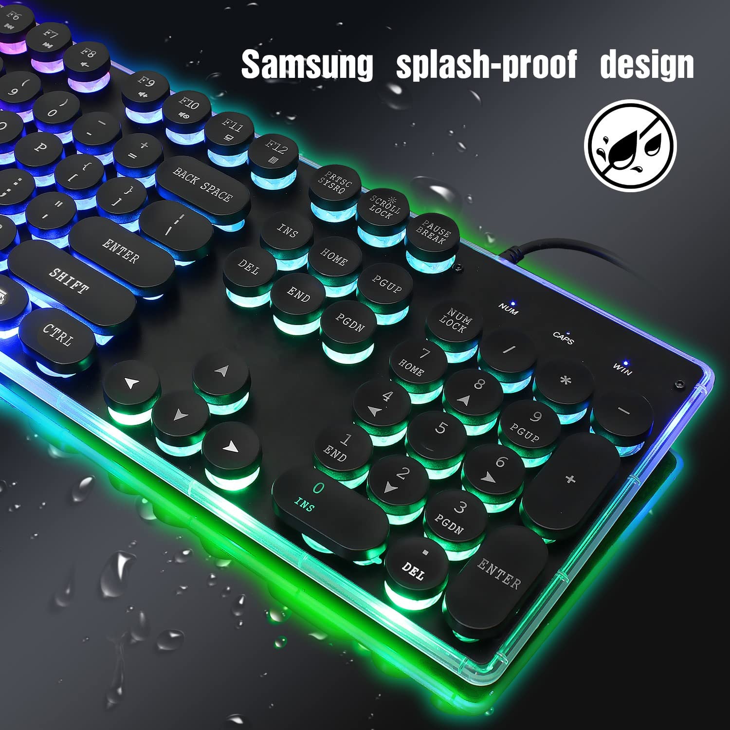 EXHNLE Gaming Keyboard and Mouse Combo Large Mouse Pad Mechanical Feel, with 104 Key Computer PC Gaming Keyboard for PC/Laptop (Color : White)