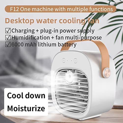 Gootu Portable Air Conditioner,6000mAh Mini Air Conditioner Fan,USB Rechargeable Personal Air Conditioner,3 Speed Quiet Air Cooler for Bedroom,Office,Car,Travel & Indoor & Outdoor Activities.(White)
