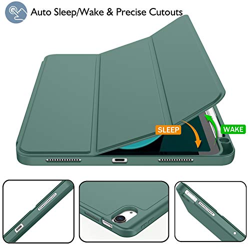 ZryXal iPad Air Case 5th Generation/4th Generation 2022/2020 10.9 Inch, Smart iPad Case[Support Touch ID and Auto Wake/Sleep] with Auto 2nd Gen Pencil Charging (New Midnight Green)