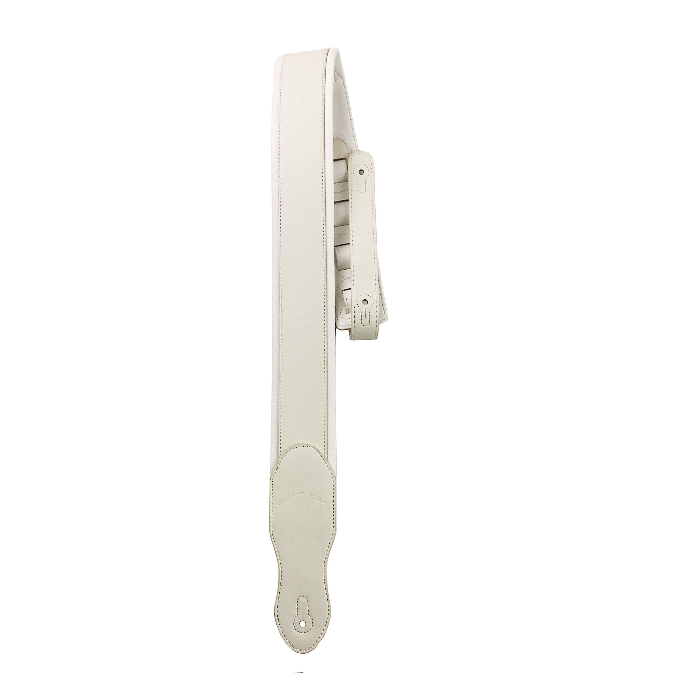 Walker & Williams G-04-WHT Ivory White Handmade Guitar Strap With Arctic White Padded Glove Leather Back For Acoustic, Electric, And Bass Guitars