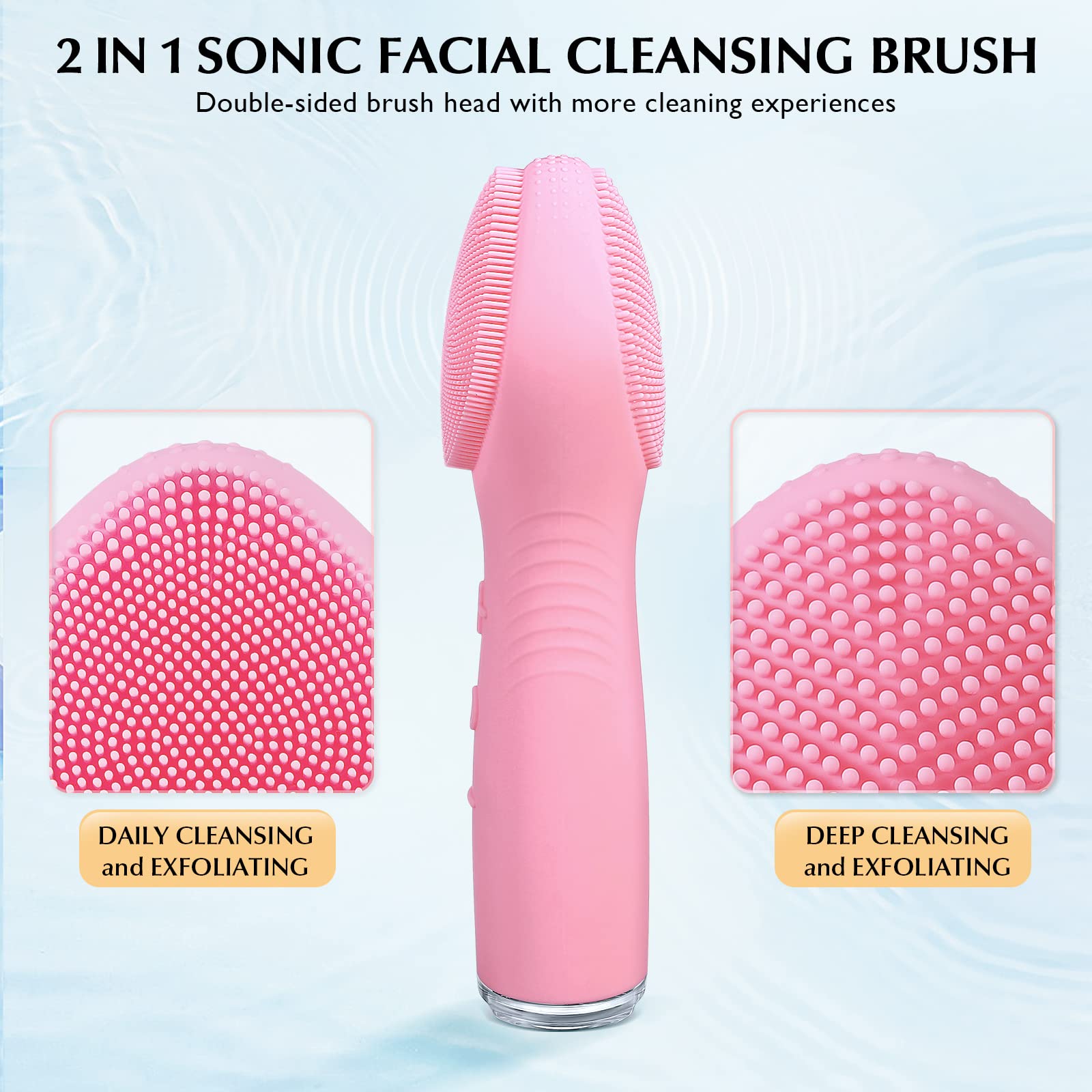 Facial Cleansing Brush Face Scrubber: Electric Sonic Vibration Face Brush for Exfoliating and Deep Cleaning Silicone Rechargeable Cleanser Device Waterproof Machine Skin Wash Exfoliator System