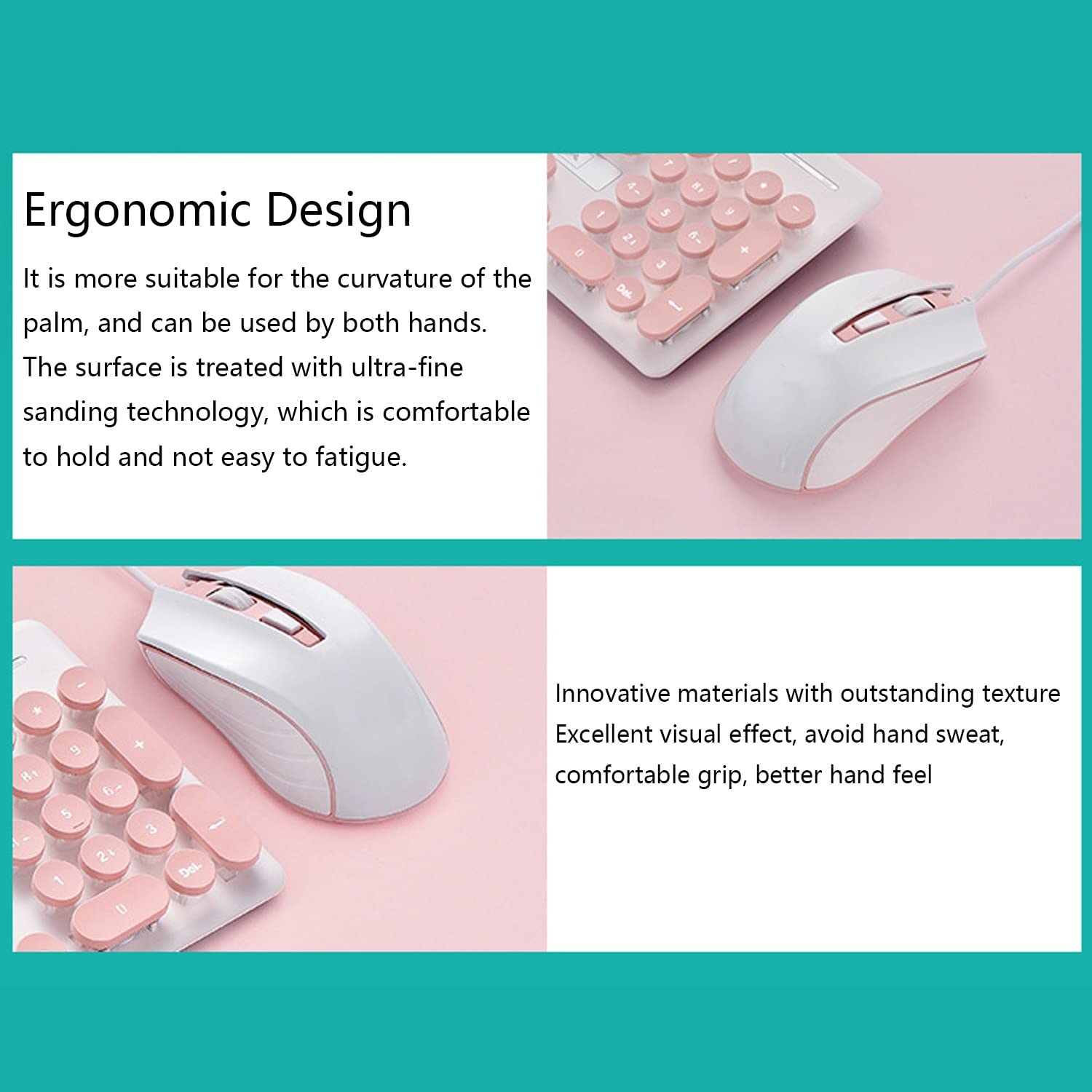 EXHNLE Gaming Keyboard and Mouse Mechanical Feel Ergonomic Keyboard and Mouse 104 Key Layout Mechanical Feel Honeycomb Mice for Gamer Laptop (Color : Black)