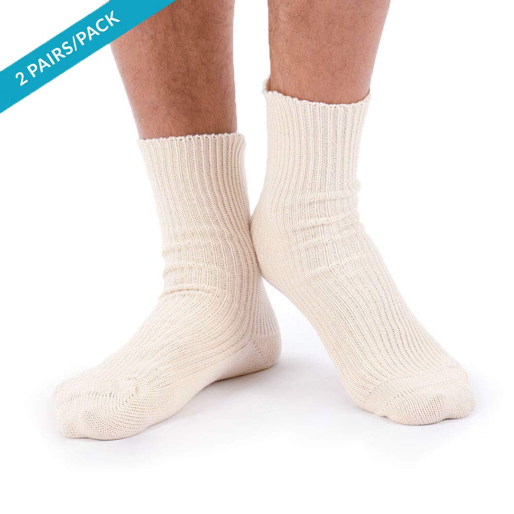 Cottonique Spandex-Free Elite Elastic-free Socks made from 100% Organic Cotton, Natural, Small