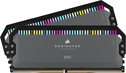 CORSAIR DOMINATOR PLATINUM RGB DDR5 32GB (2x16GB) DDR5 6000MHz CL36 AMD EXPO Intel XMP iCUE Compatible Computer Memory – Gray (CMT32GX5M2D6000Z36)