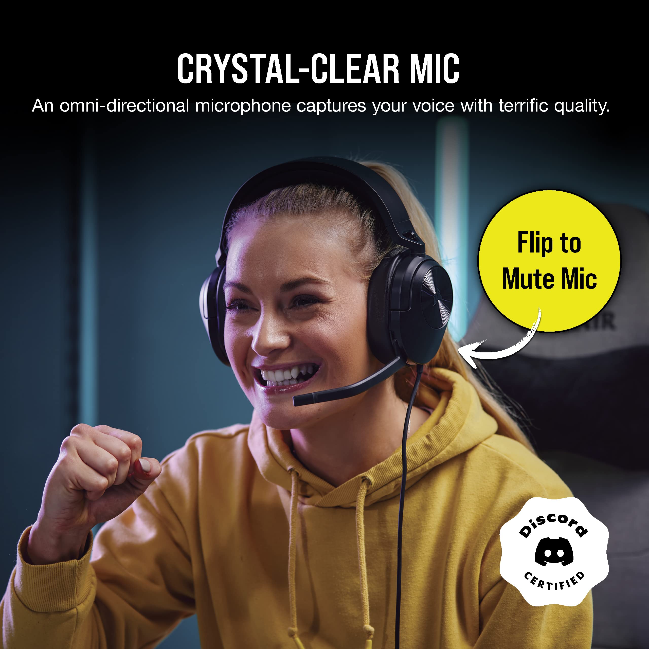 Corsair HS55 Surround Gaming Headset (Leatherette Memory Foam Ear Pads, Dolby Audio 7.1 Surround Sound on PC and Mac, Lightweight, Omni-Directional Microphone, Multi-Platform Compatibility) Carbon