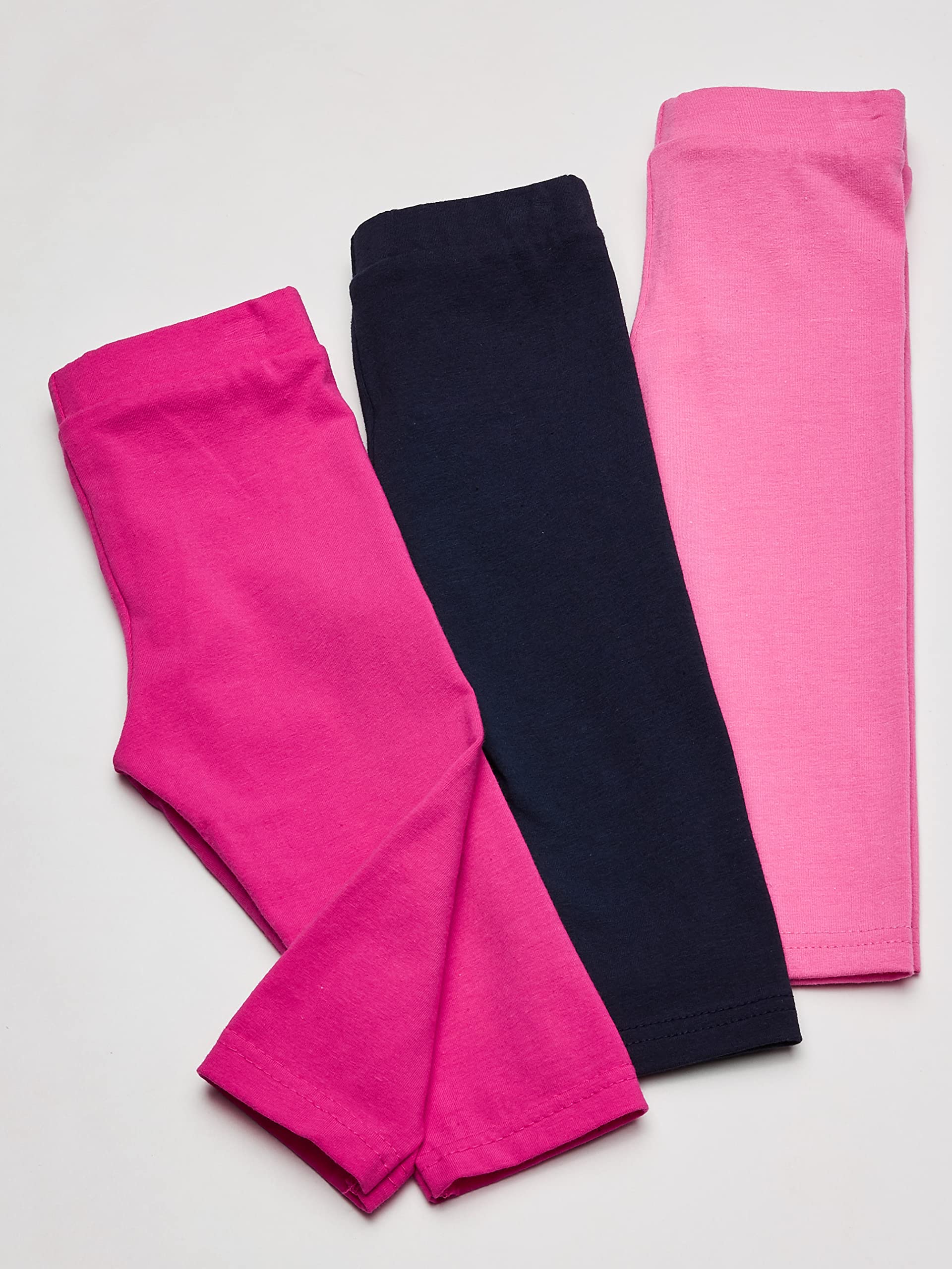 Luvable Friends Baby Girl Cotton Leggings, Dark Pink Navy, 2 Toddler