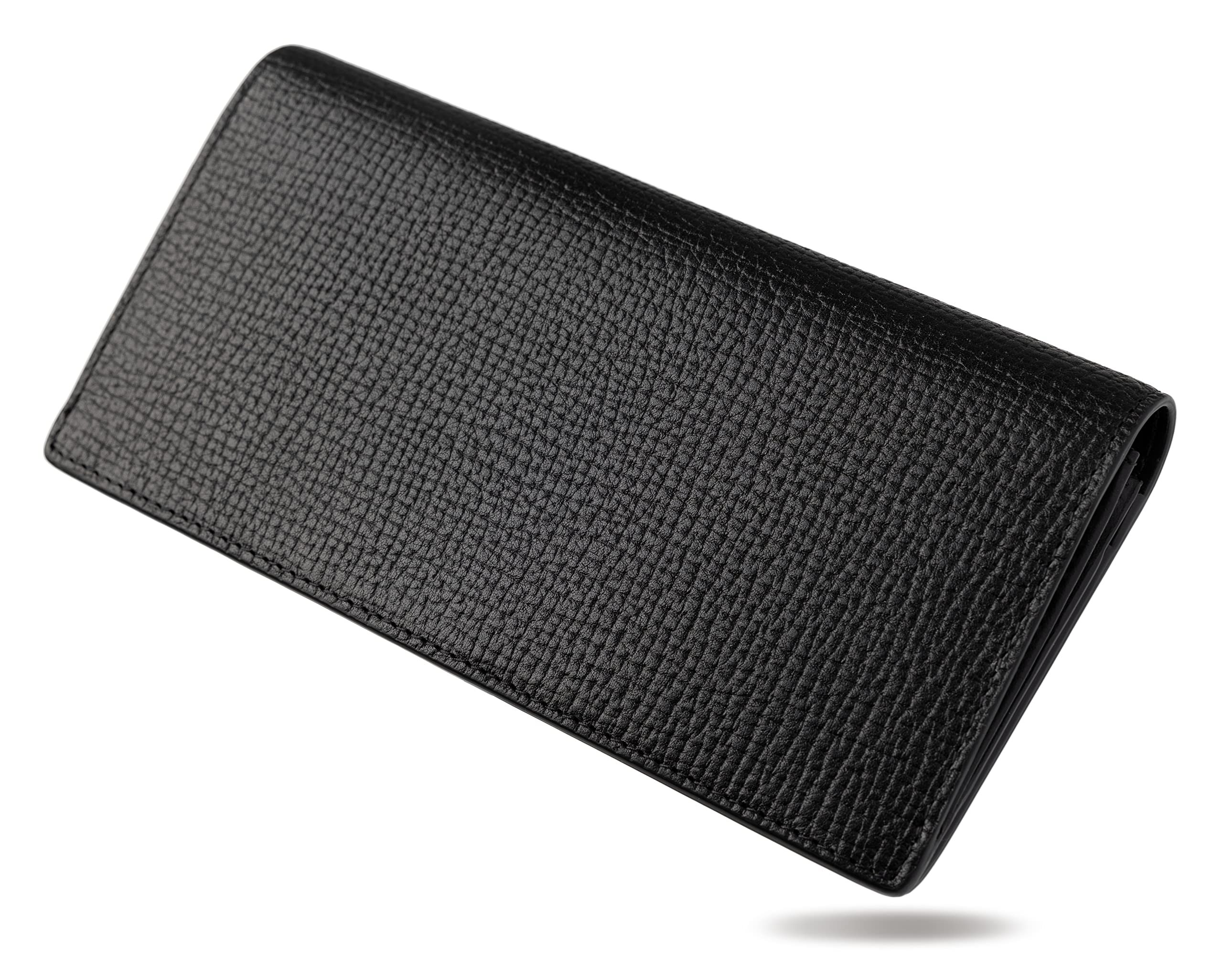 WOLFselection Genuine Leather Long Wallet - Rugged Bifold Mens Wallets with Inner Zip Slot for Key and Coins - Big Capacity for Credit Cards ID Driver's License and Notes